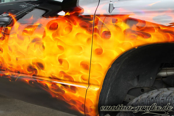 Car: Dodge Ram - True Fire Airbrush Designs by emotion grafix